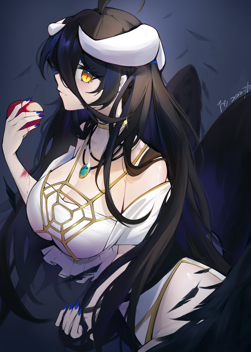yamasede neiko overlord albedo (overlord) cleavage dress horns no bra wings | #1044583 | yande.re